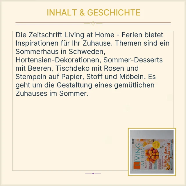 LIVING AT HOME Magazine Été Desserts Idées Déco EUR 5,95 - PicClick FR