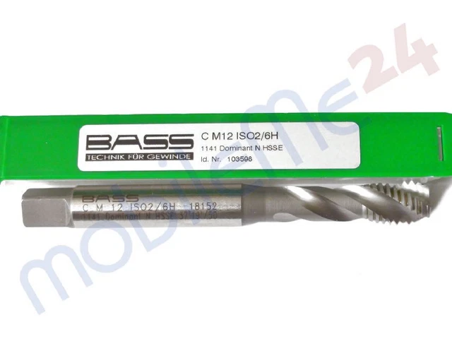 BASS DOMINANT MASCHINEN Gewindebohrer M12 HSSE 6H 37° Industriequalität ...