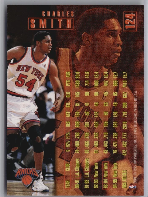 1995-96 FLEER NEW York Knicks carte basketball #124 Charles Smith EUR 1 ...