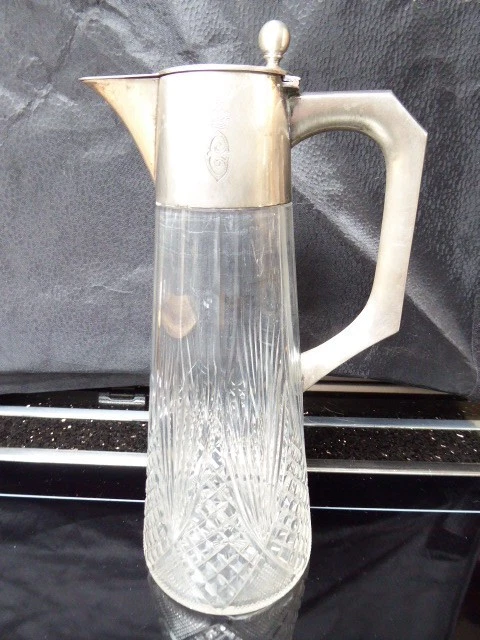 JUGENDSTIL KRISTALL GLAS Karaffe Wiener Kanne Silbermontur Alexander ...