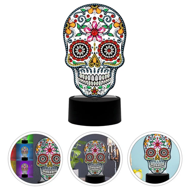 DAY OF THE Dead Painting Art Lights Skull Table Lamp Colorful Night £18 ...