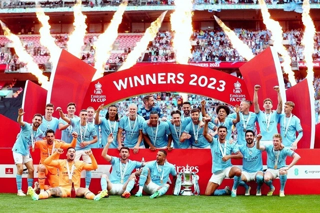 MANCHESTER CITY EMIRATES FA CUP WINNERS CHAMPIONS 2022/2023 PHOTO ...