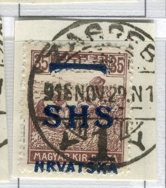 YUGOSLAVIA; 1918 EARLY SHS HRVATSKA issue fine POSTMARK PIECE for 35f ...