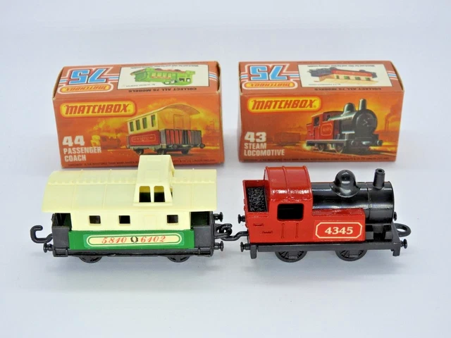 MATCHBOX SUPERFAST 43+44 Vapore Loco & Verde Passenger Coach MIB 1978 ...