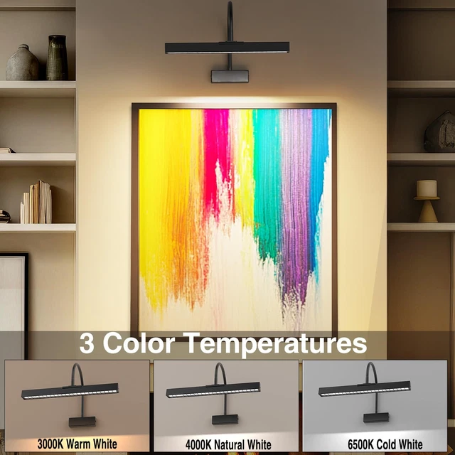 PICTURE FRAME LIGHT with Remote, Wireless 16 Inch Black Art Light ...