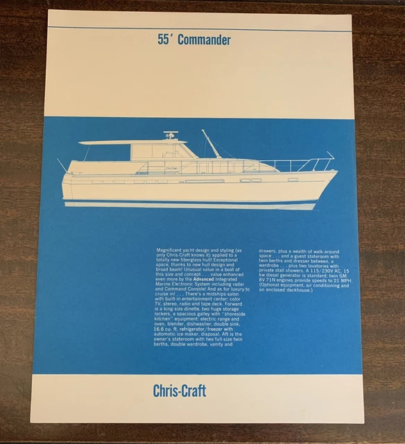 NOS CHRIS CRAFT 1970 55' Commander Specifications Schematic Price ...