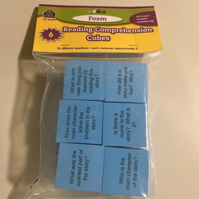 TEACHER CREATED RESOURCES Foam Reading Comprehension Cubes, Pack of 6 £13.30 - PicClick UK