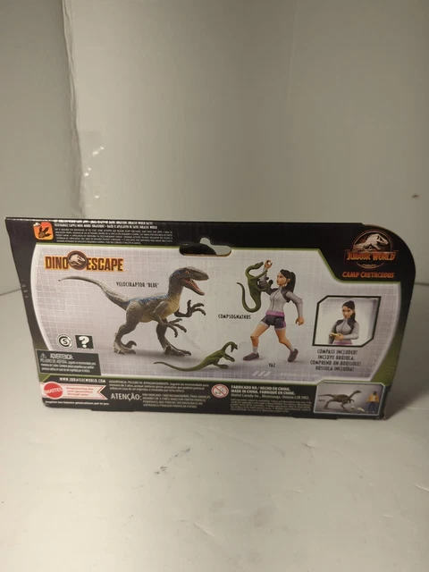 JURASSIC WORLD YAZ & VELOCIRAPTOR BLUE Camp Cretaceous Dino Escape Toy ...