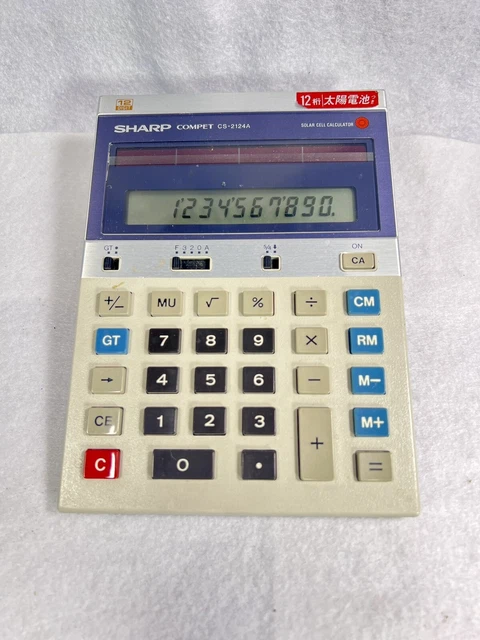 SHARP SOLAR CELL Calculator Compet CS-2124A Vintage Made in Japan old ...