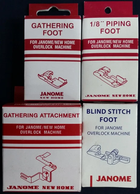 JANOME OVERLOCKER FEET & Attachments - Gathering Blind Stitch Piping ...