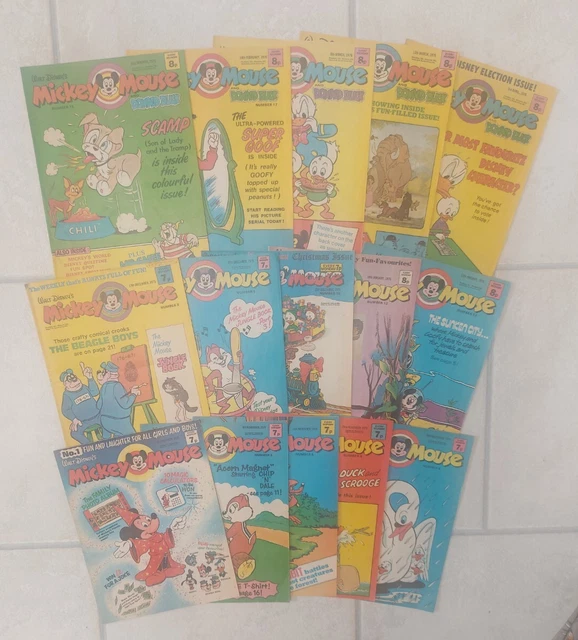 WALT DISNEY'S MICKEY Mouse Comic Magazine Bundle, 1975-1976, 15 Comics ...