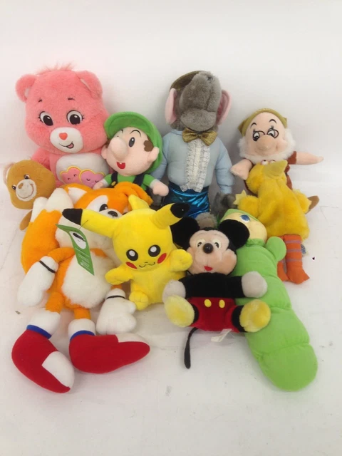 VINTAGE SOFT TOYS Roland Rat Care Bear Big Bird Mickey Mouse Sonic ...