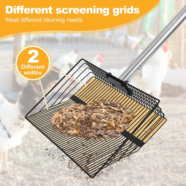 STAINLESS STEEL LONG Cat Litter Scoop Chicken Poop Scooper With ...