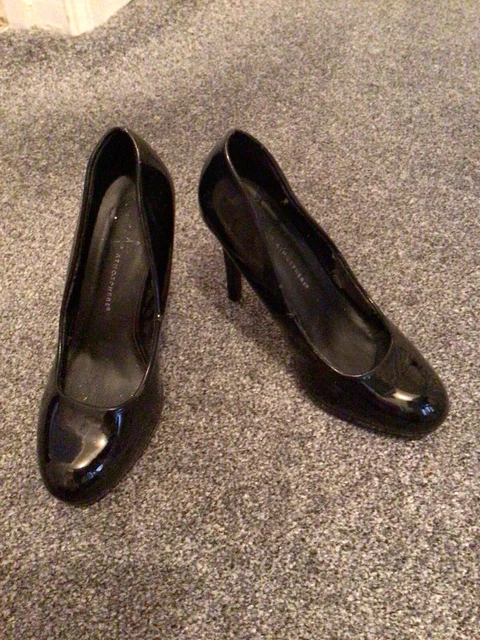 ATMOSPHERE BLACK PATENT High Stiletto Heel Court Shoes Size 5 £3.00 ...