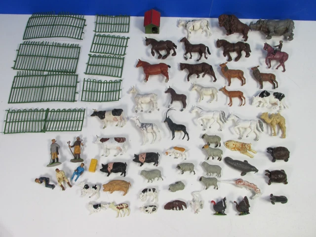 59 VINTAGE BRITAINS ZOO FARM ANIMALS FIGURES job lot bundle PLASTIC ...