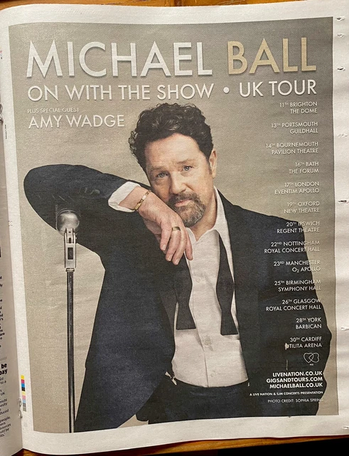 MICHAEL BALL AMY Wadge Tour Date Ad 2024 Newspaper Advert Poster Full ...