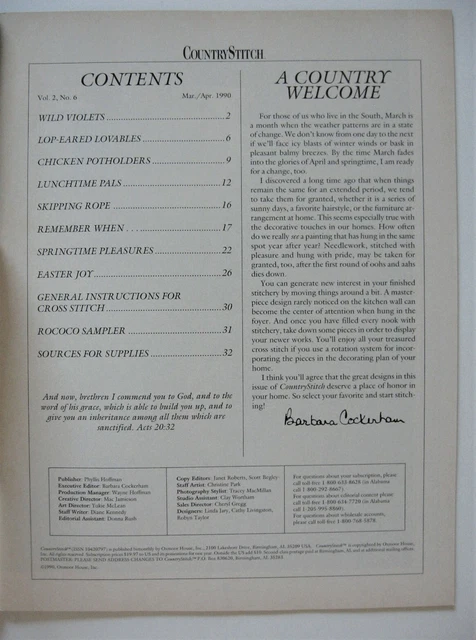 COUNTRY STITCH CROSS Stitch Magazine Back Issue March/April 1990 £5.32 ...