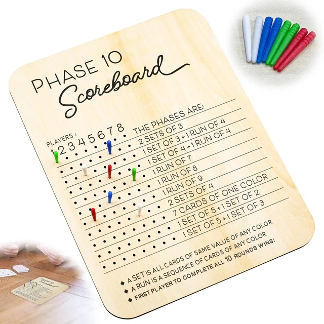 TABLEAU DE SCORE Phase 10 en Bois, Tableau de Score Phase 10 pour Jeux de C4196 EUR 10,18 ...