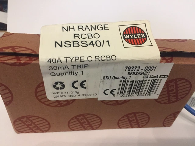 WYLEX NH RANGE NSBS40/1 40A Tipo C 230V RCBO 30 mA Trip. 2 EUR 8,14 - PicClick IT