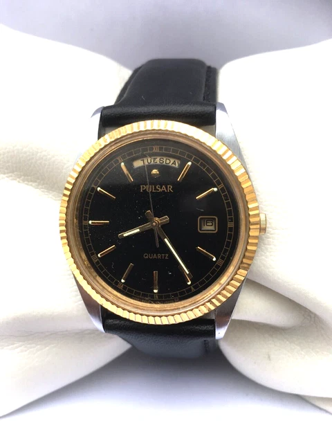 VTG 1980S PULSAR V544-8A00 President Style Quartz Day Date 35mm Gents ...