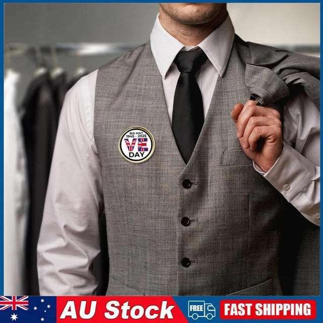 VE DAY 80TH Anniversary 1945-2025 Lapel Pin Badges Round Pin Badge for ...