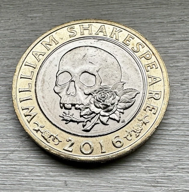 RARE: 2016 William Shakespeare 2 Pound Coin - Skull and Rose £4.99 ...