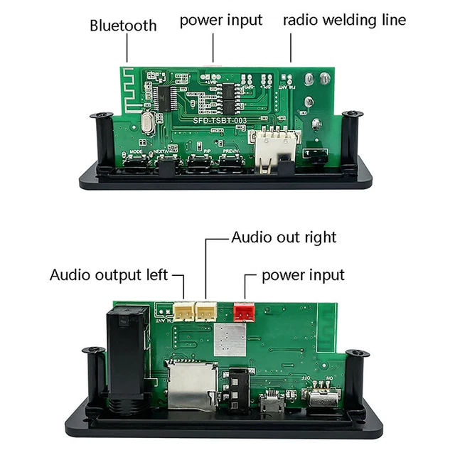 10W 6W BLUETOOTH Amplifier MP3 Decoder Board Microphone Car Mp3 Player ...