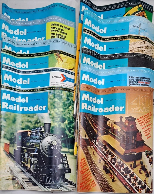VINTAGE 1974 MODEL Railroader Magazine Complete Year 12 Issues Trains £ ...