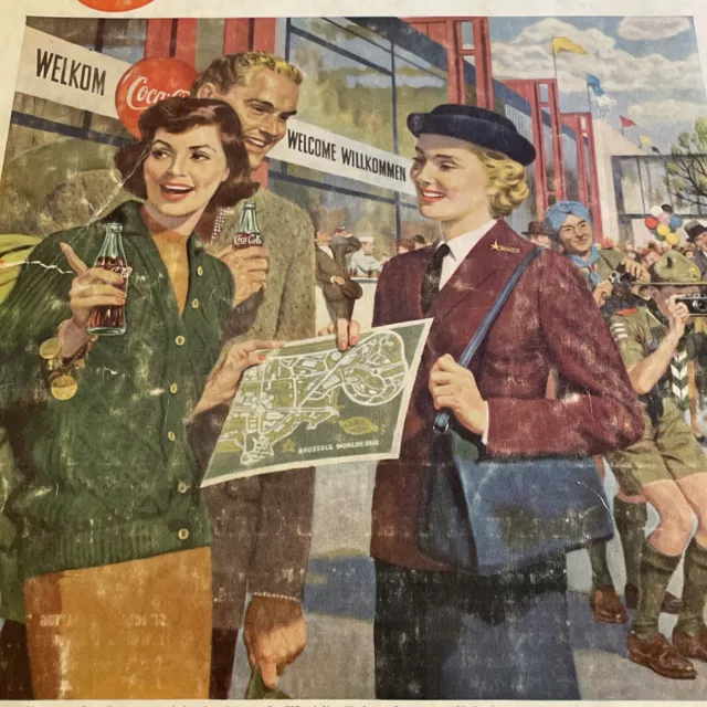 1958 COKE COCA Cola Soda Orig Magazine Ad Brussels World's Fair 100 ... 1958 COKE COCA Cola Soda Orig Magazine Ad Brussels World's Fair 100 ...