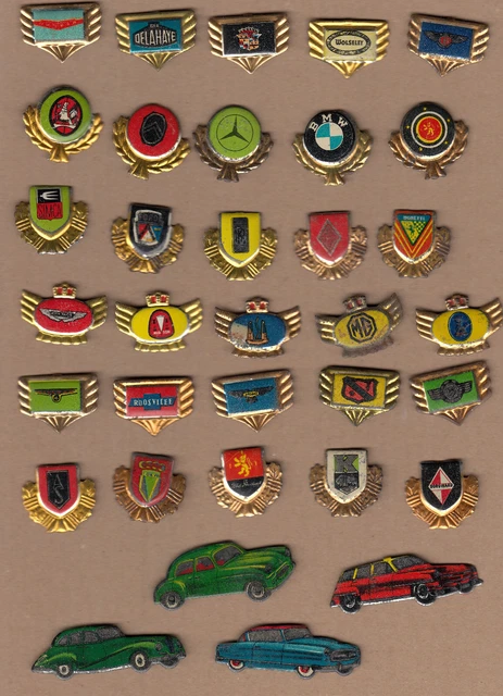 VINTAGE CAR LOGO pin badges 1960s ASTON MARTIN BMW FORD BENTLEY SUNBEAM ...