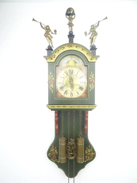 VINTAGE ANTIQUE DUTCH Friesian Hindeloopen RARE 8 Day Moonphase Wall ...