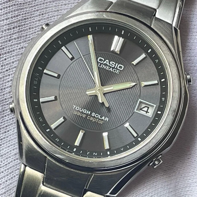 CASIO LINEAGE LI1-120 Wave Ceptor Solar Quartz Watch 38mm Black Dial ...
