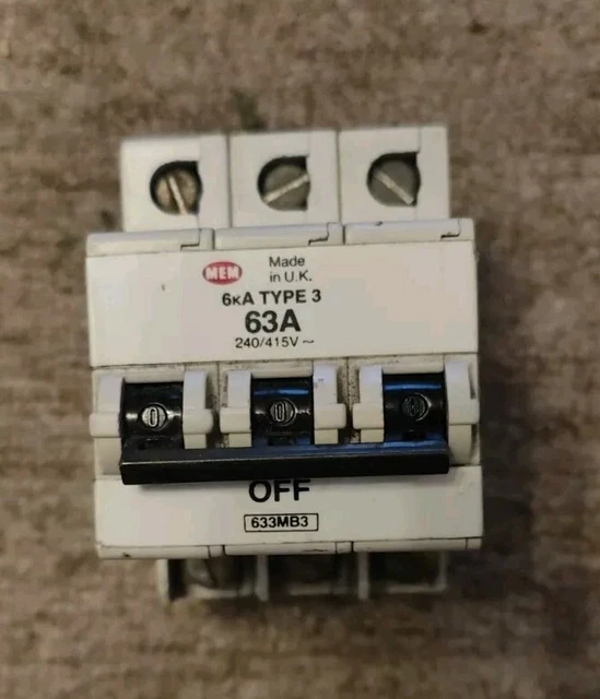 MEM 633MB3 DISTRIBUTION Board MCB 63A 3P Type 3 6kA £215.00 - PicClick UK