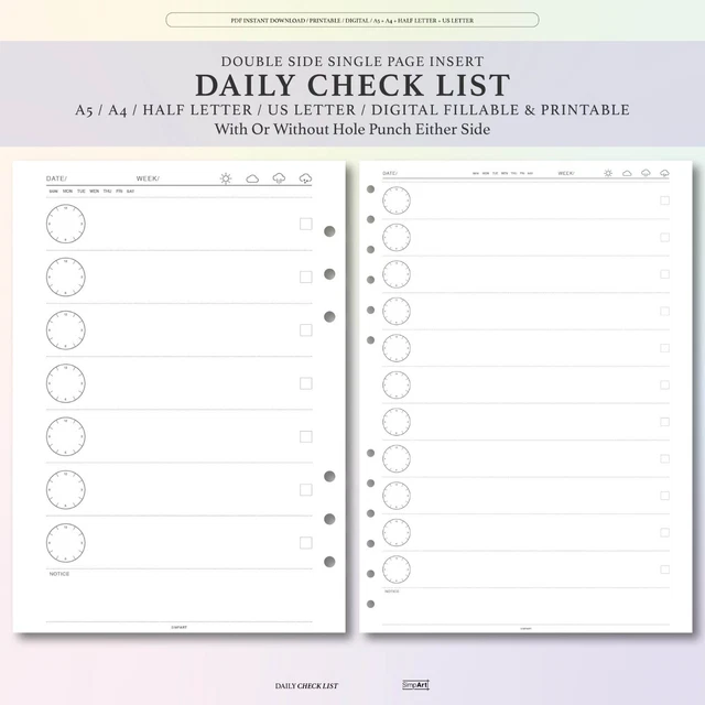 ELEGANT DAILY CHECKLIST Template PDF Digital Printable - Digital File ...