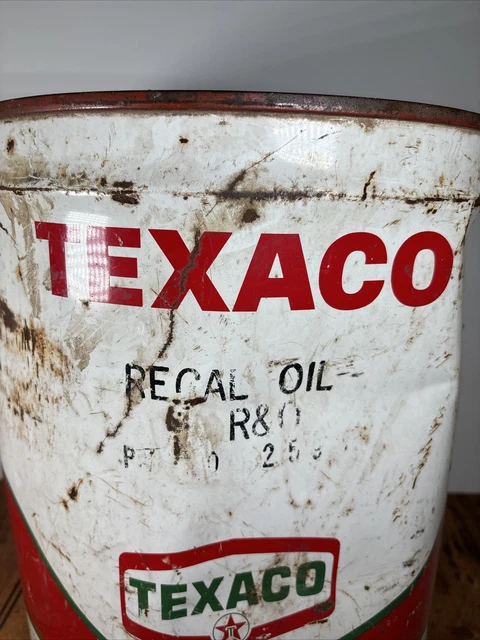 VINTAGE TEXACO MOTOR Oil 5 Gallon Regal Tin Can Gas Advertisement Empty ...