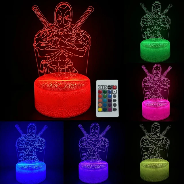 3D ILLUSION LED Marvel Deadpool Night Light 16 Colors Changing Table ...