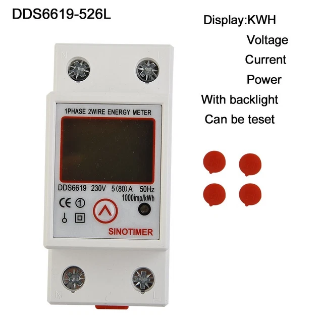 FUSE BOX ELECTRICITY Meter DIN Energy 230V 5-80A Digital KWh Meter ...