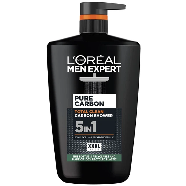 5-IN-1 XXXL L'Oreal Men Expert Pure Total Clean Carbon Shower Gel 1 Ltr ...