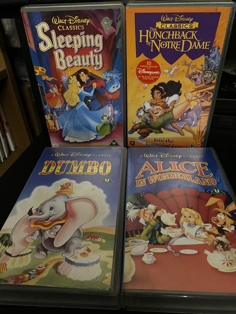 RETRO VINTAGE DISNEY VHS Tapes Bundle x4 Dumbo Alice Hunchback Sleeping ...