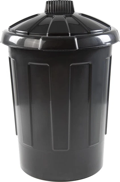 80LITRE 80L EXTRA Large Round Plastic Dustbin With Clip on Lid Storage ...