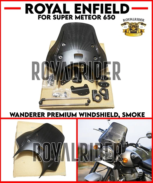 ROYAL ENFIELD &WANDERER PREMIUM WINDSHIELD, SMOKE" For Super Meteor 650 ...