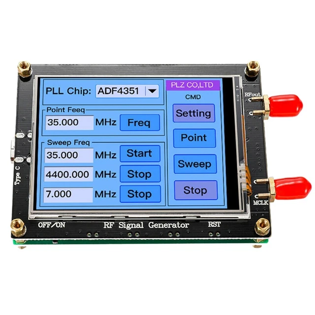TOUCH SCREEN ADF4351 35M-4.4G RF Signal Generator PLL Sweep Frequency ...