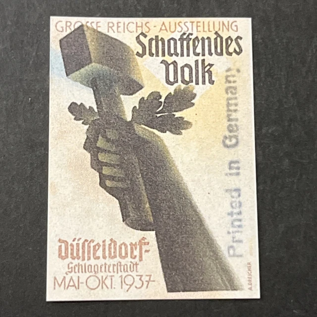 WWII WW2 NAZI Germany Third Reich German Gross Reichs Vignette Stamp W ...