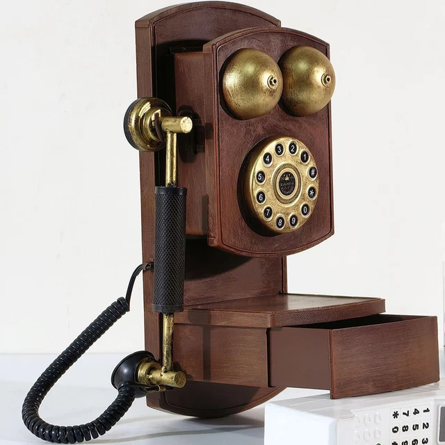 DECORATIVE PHONE MODEL Iron Artist Figurine Corded Phone for Bar Office ...
