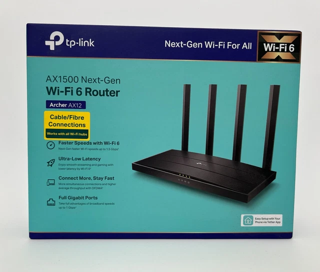 TP-LINK ARCHER AX12 NextGen WiFi 6 AX1500 Mbps Dual Band WiFi Cable ...