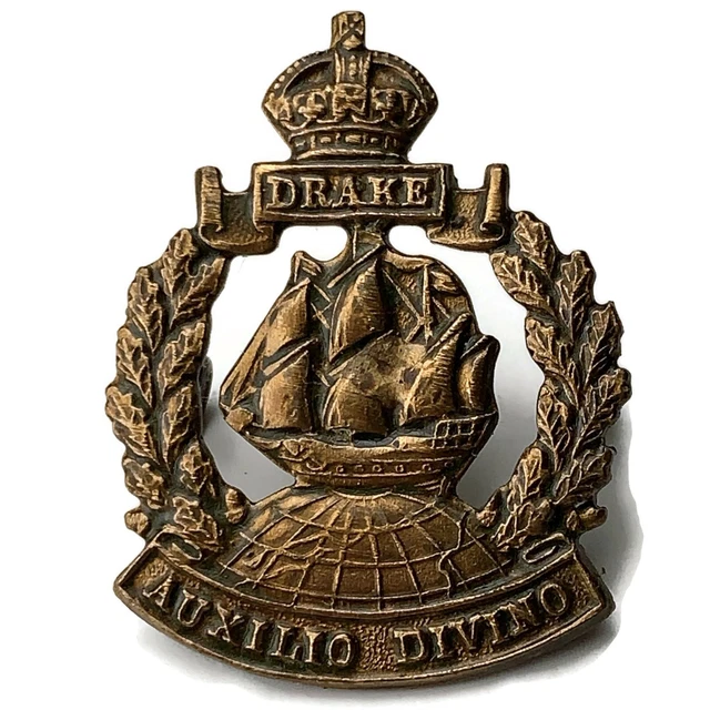 WW1 DRAKE BATTALION Royal Naval Division Navy COLLAR Badge - COILLIOT ...