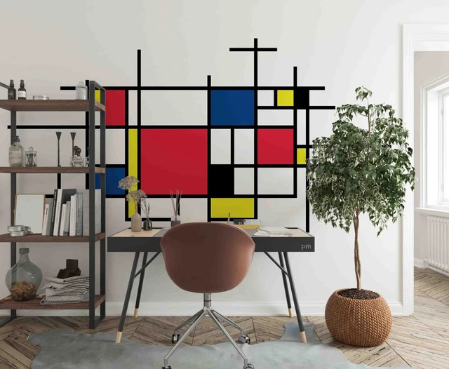 3D CHECKERED PIET Mondrian Wallpaper Wall Mural Peel and Stick ...