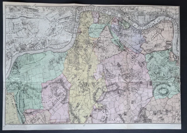ANTIQUE (1883) MAP - South London in 1763 - Stanford £19.95 - PicClick UK
