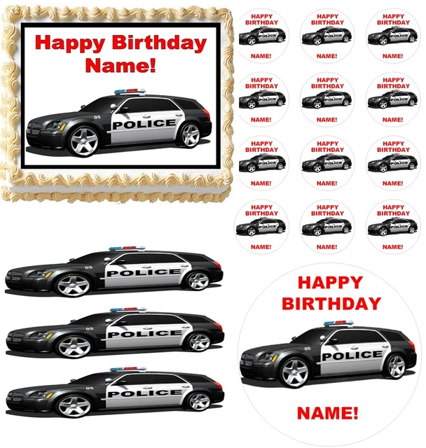 POLICE CAR RESCUE Vehicles Party Edible Cake Topper Frosting Sheet ...