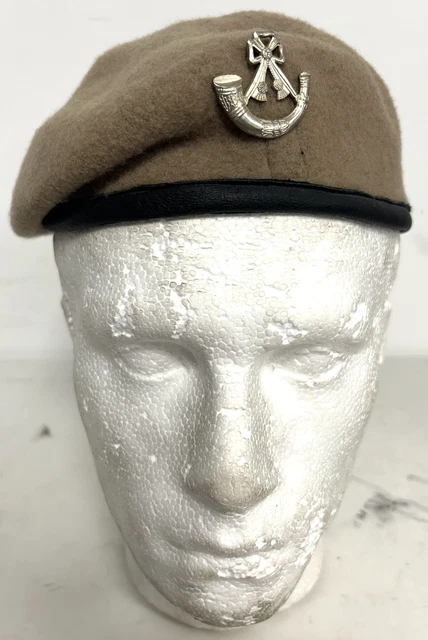 BRITISH MILITARY ISSUE Beige Beret with Light Infantry Cap Badge, Size ...